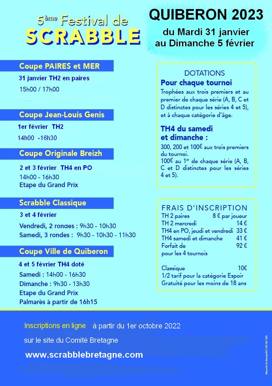 Flyer programme Quiberon 2023 ed4 | Scrabble Bretagne